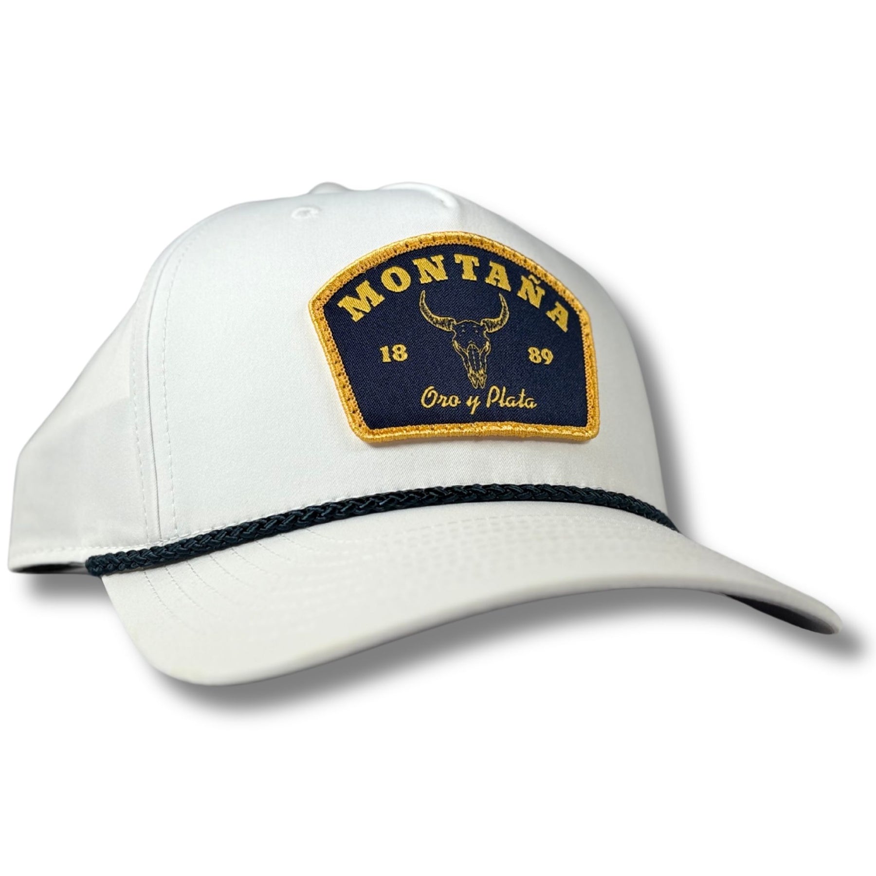 BSA 258 Rope Hat - White/Navy - Oro Y Plata Logo – Big Sky Anglers